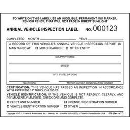 Vehicle Inspection & Maintenance Labels