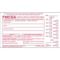 Vehicle Inspection & Maintenance Labels
