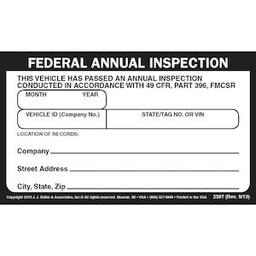 Vehicle Inspection & Maintenance Labels